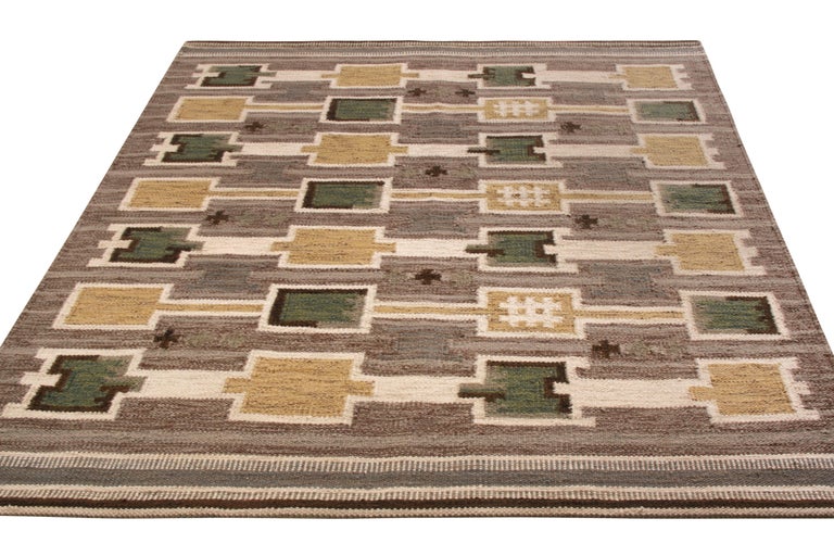 Rug and Kilim’s Scandinavian Style Custom Kilim in Gray and Beige-Brown ...