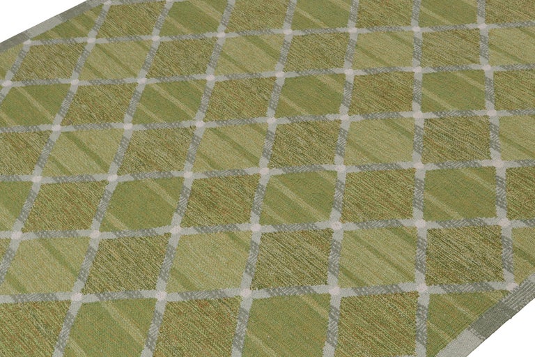 Rug and Kilim’s Scandinavian Style Custom Kilim in Green and Gray ...