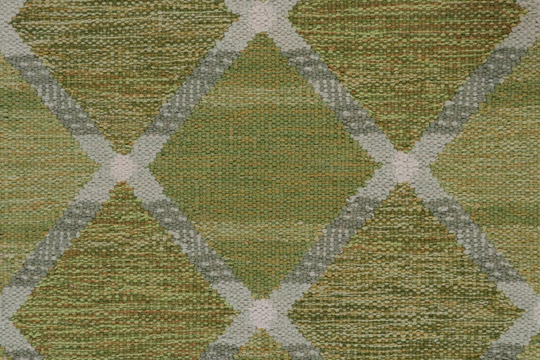 Rug and Kilim’s Scandinavian Style Custom Kilim in Green and Gray ...
