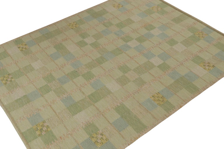 Rug and Kilim’s Scandinavian Style Custom Kilim in Green, Beige and ...