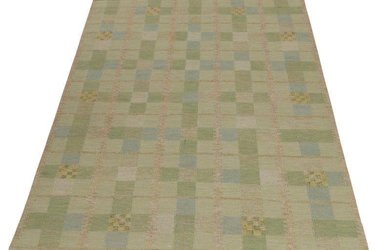 Rug and Kilim’s Scandinavian Style Custom Kilim in Green, Beige and ...