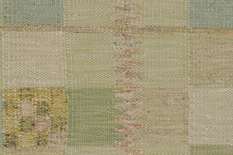 Rug and Kilim’s Scandinavian Style Custom Kilim in Green, Beige and ...