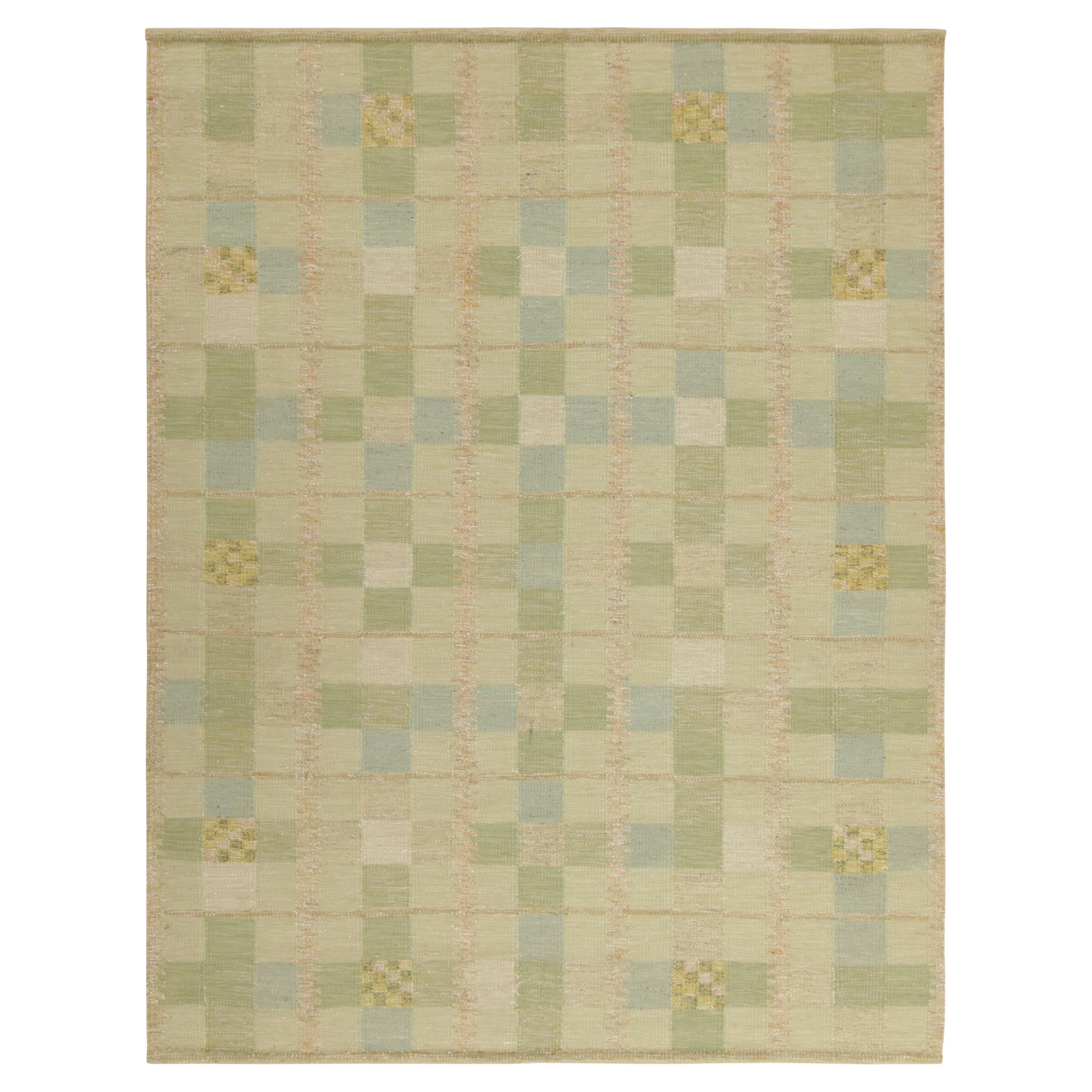 Rug and Kilim’s Scandinavian Style Custom Kilim in Green, Beige and ...