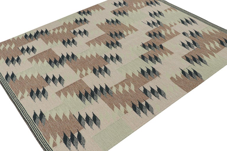 Rug and Kilim’s Scandinavian Style kilim in Beige-Brown and Green ...