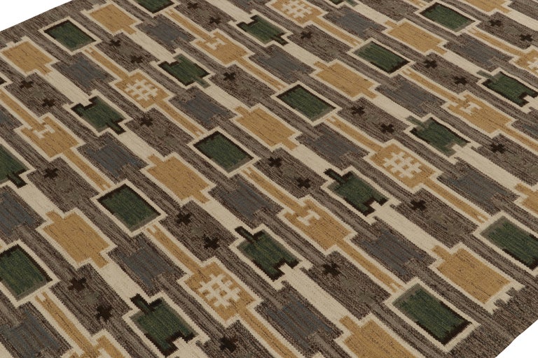 Rug and Kilim’s Scandinavian Style Kilim in Beige, Green and Gold ...