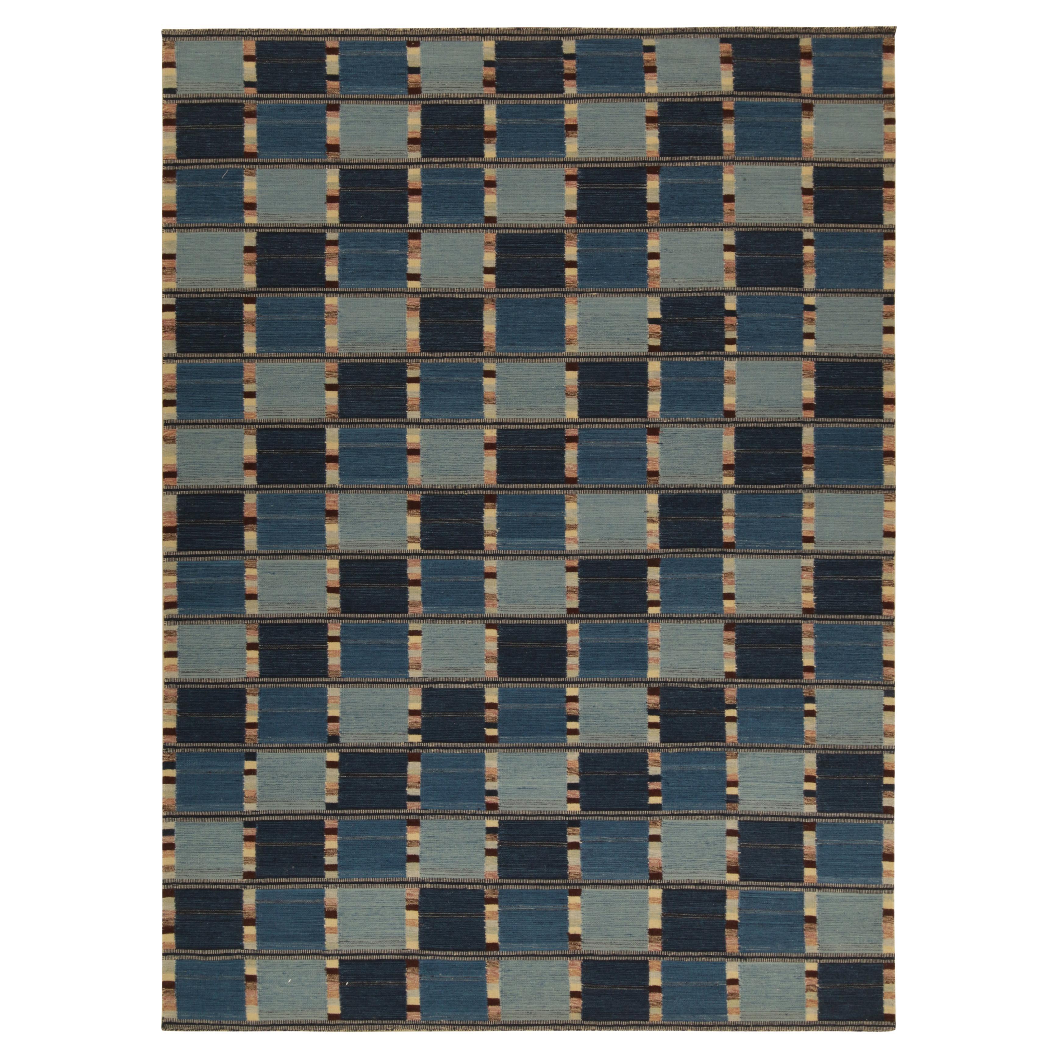 Rug and Kilim’s Scandinavian Style Kilim in Blue and Beige-Brown ...