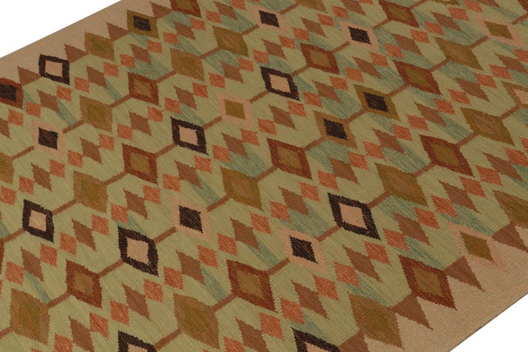 Rug and Kilim’s Scandinavian Style Kilim in Green and Beige-Brown ...