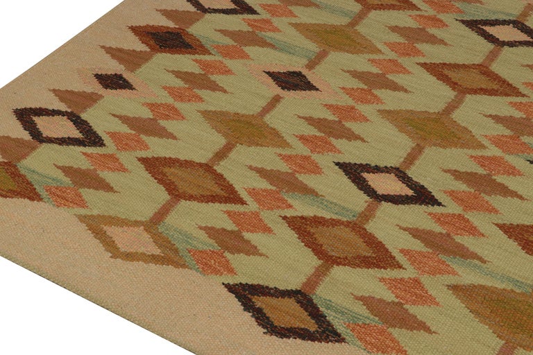 Rug and Kilim’s Scandinavian Style Kilim in Green and Beige-Brown ...