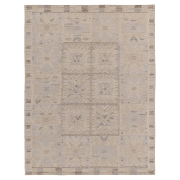 Rug and Kilim’s Scandinavian Style Kilim in White and Gray Geometric ...