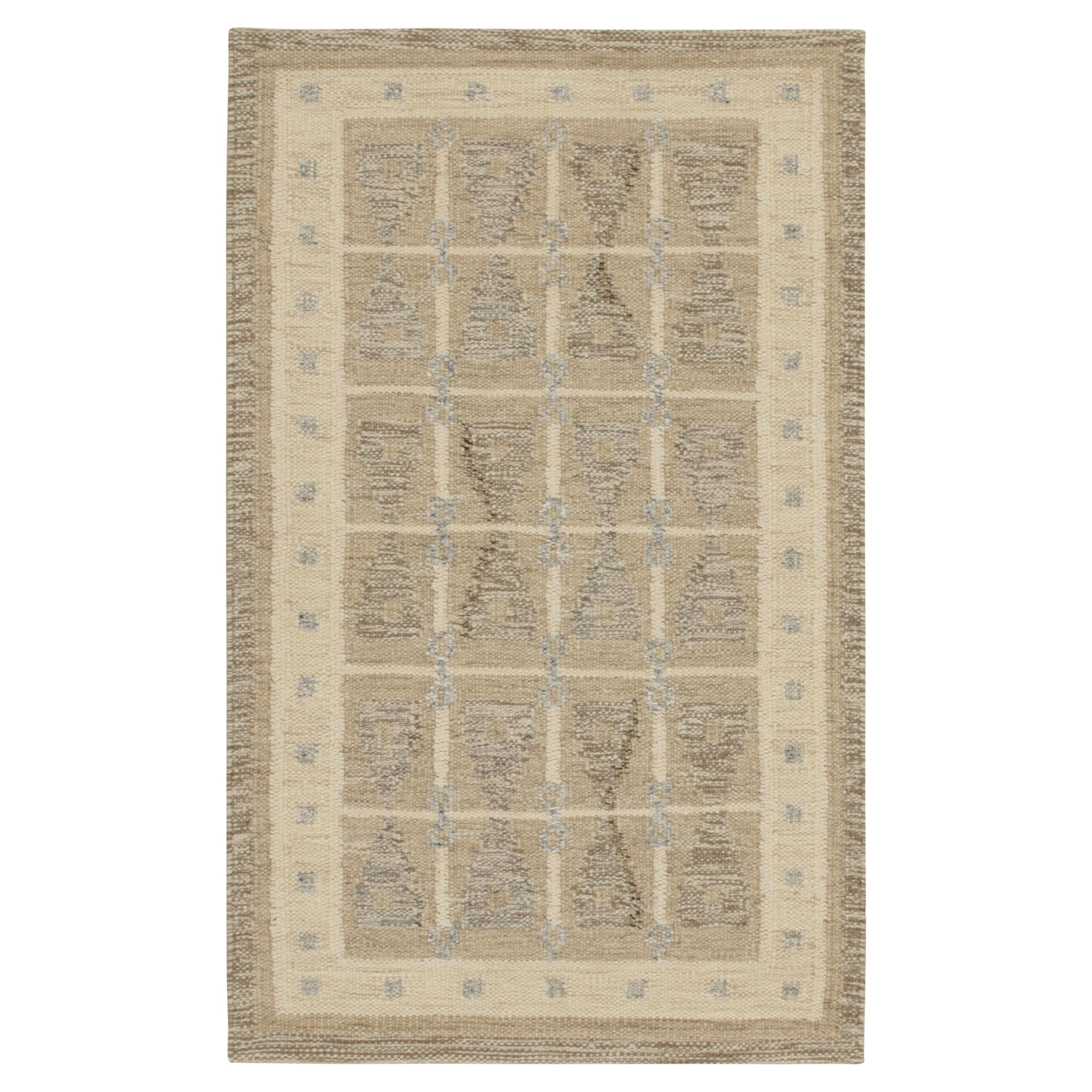 Rug and Kilim’s Scandinavian Style Kilim in Green and Beige-Brown ...
