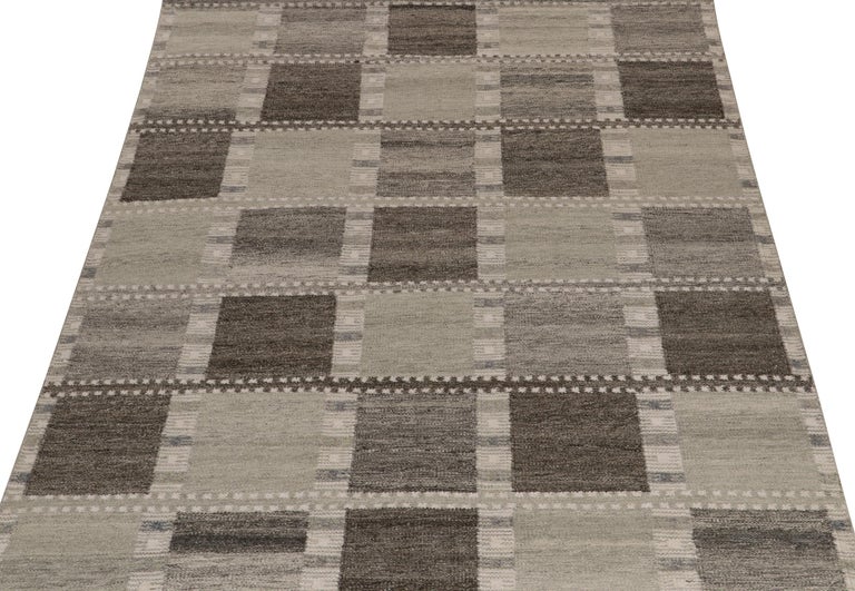 Rug and Kilim’s Scandinavian Style Outdoor Kilim in Gray and Brown ...
