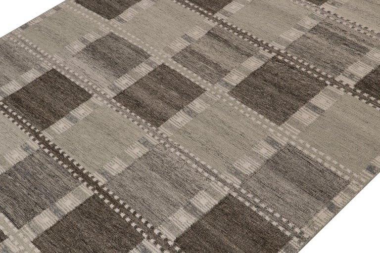 Rug and Kilim’s Scandinavian Style Outdoor Kilim in Gray and Brown ...