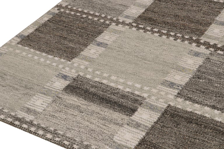 Rug and Kilim’s Scandinavian Style Outdoor Kilim in Gray and Brown ...