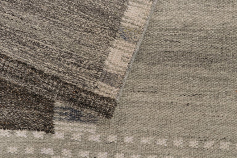 Rug and Kilim’s Scandinavian Style Outdoor Kilim in Gray and Brown ...