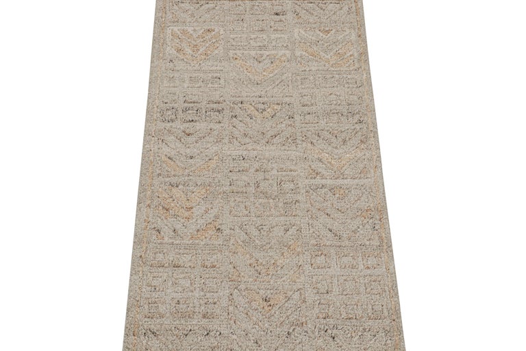 Rug and Kilim’s Scandinavian Style Outdoor Runner with Greige Geometric ...