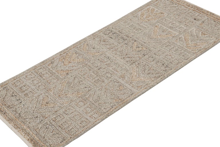 Rug and Kilim’s Scandinavian Style Outdoor Runner with Greige Geometric ...