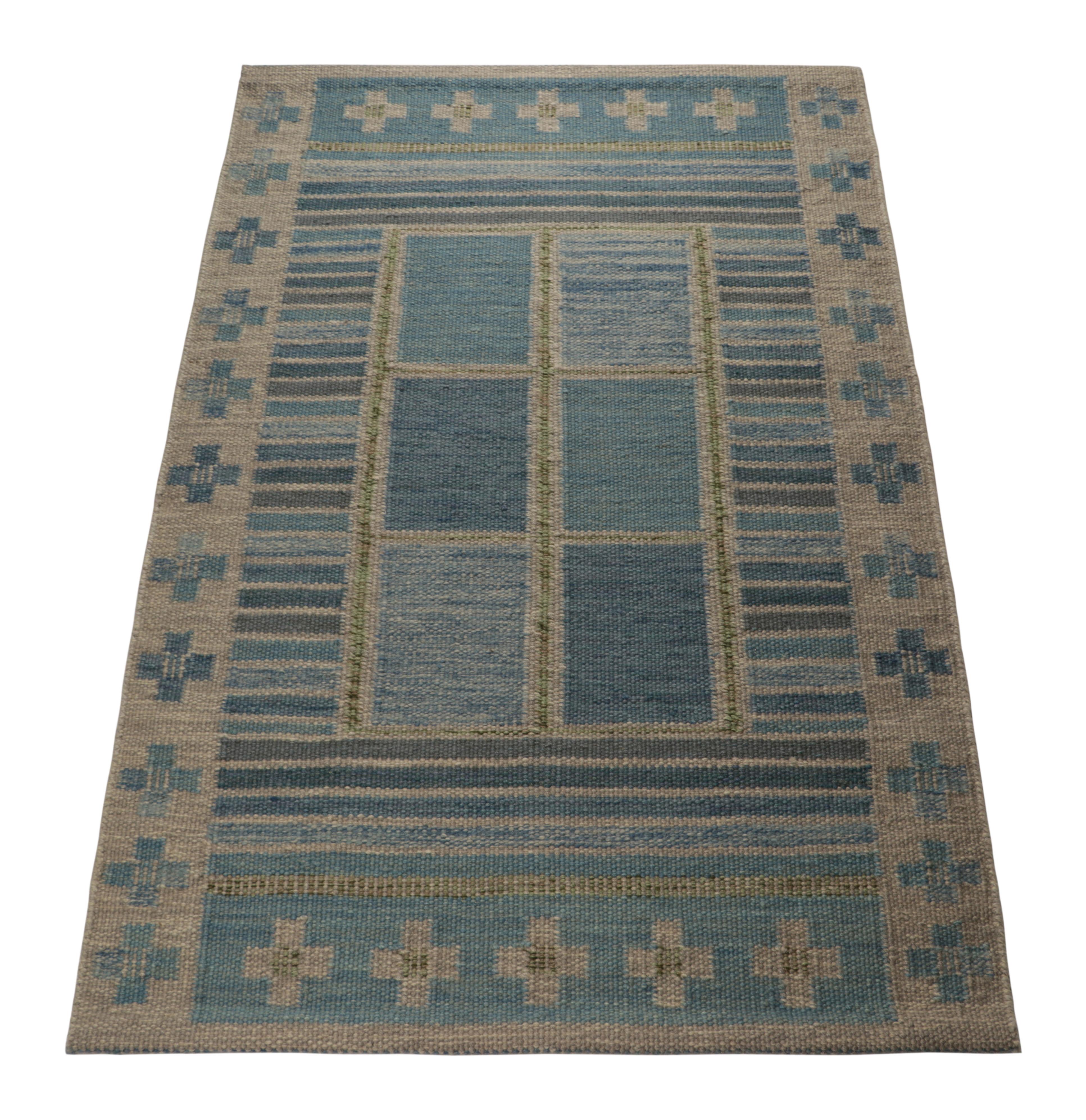 Rug and Kilim’s Scandinavian Style Rug in Blue, with Colorful Geometric ...