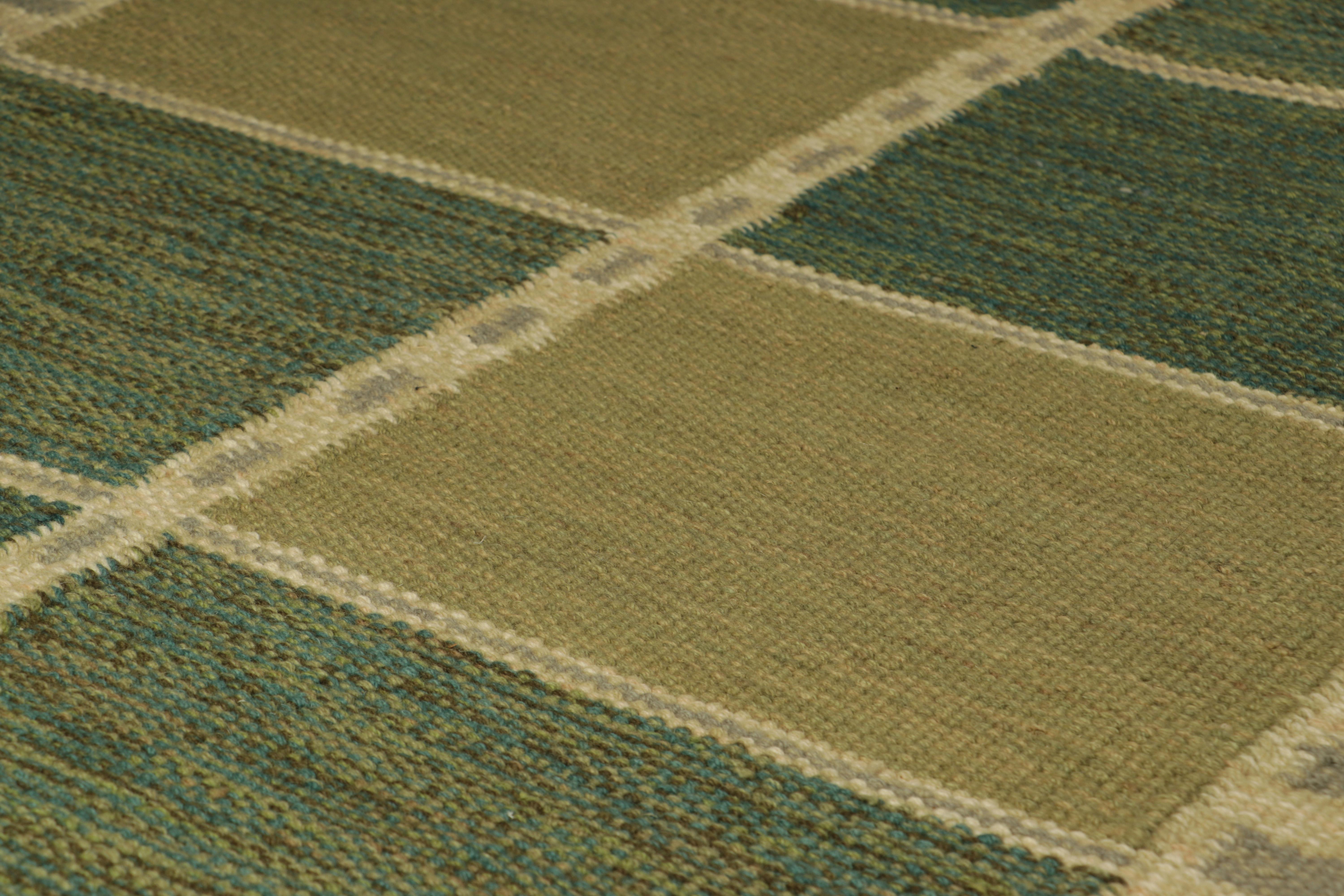 Rug and Kilim’s Scandinavian Style Rug in Green and Beige, with ...