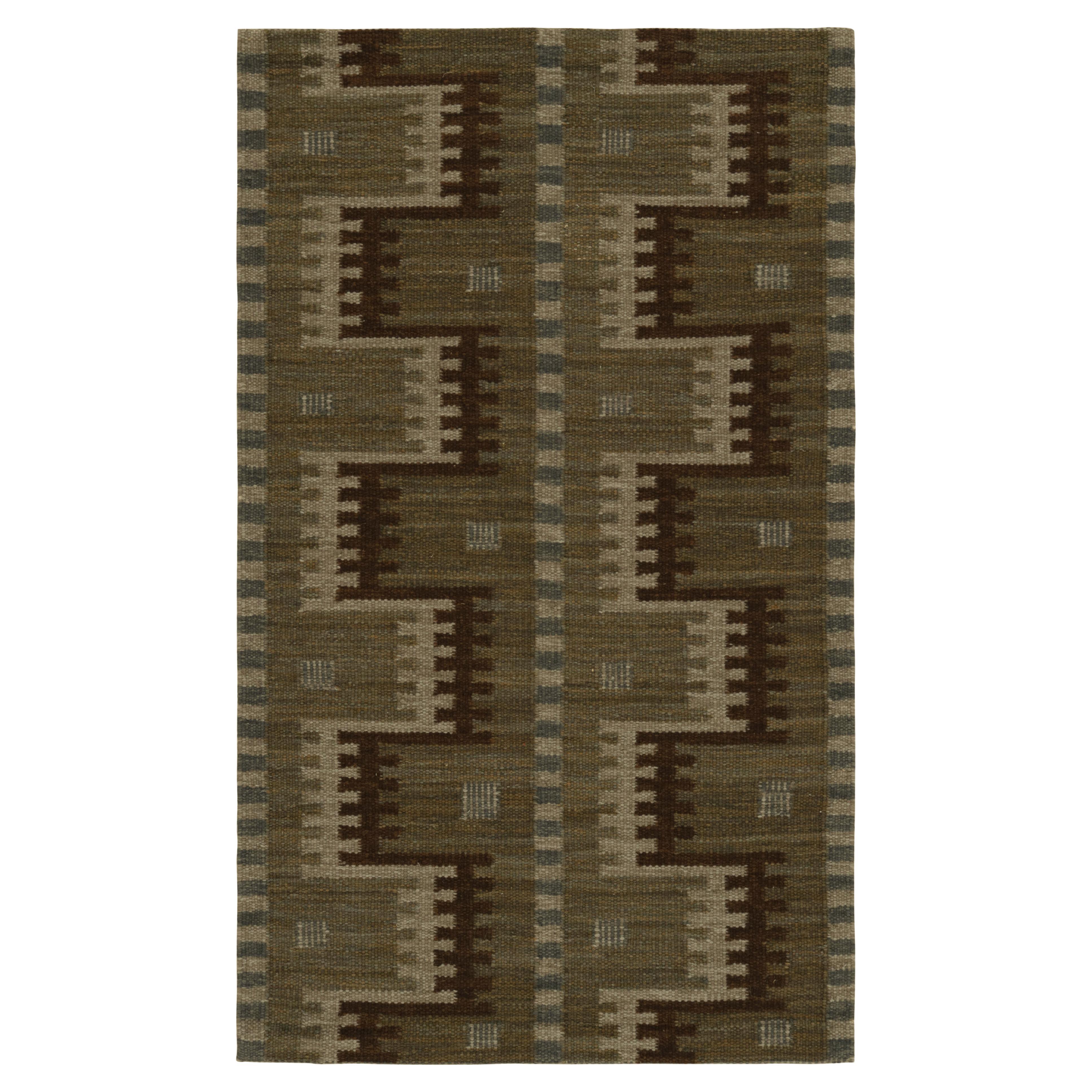 Rug and Kilim’s Scandinavian Style Rug in Green and Beige, with ...