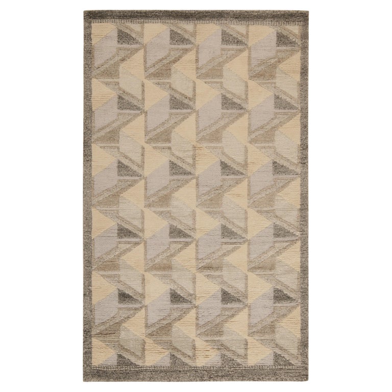 Rug and Kilim’s Scandinavian Style Rug in Ivory, Gray and Blue ...