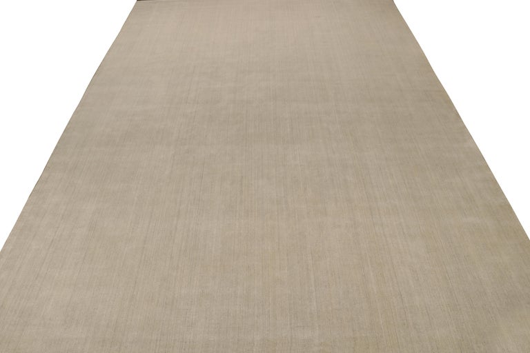 Rug and Kilim’s Solid Beige-Brown Rug in Tone-on-tone For Sale at 1stDibs
