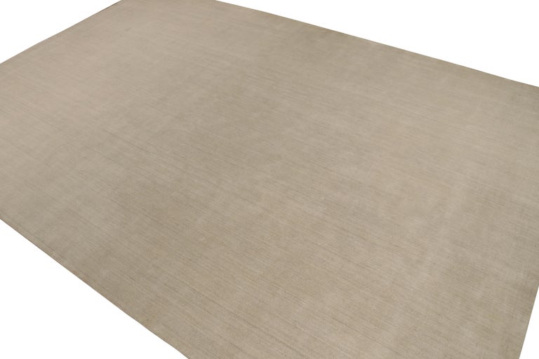 Rug and Kilim’s Solid Beige-Brown Rug in Tone-on-tone For Sale at 1stDibs