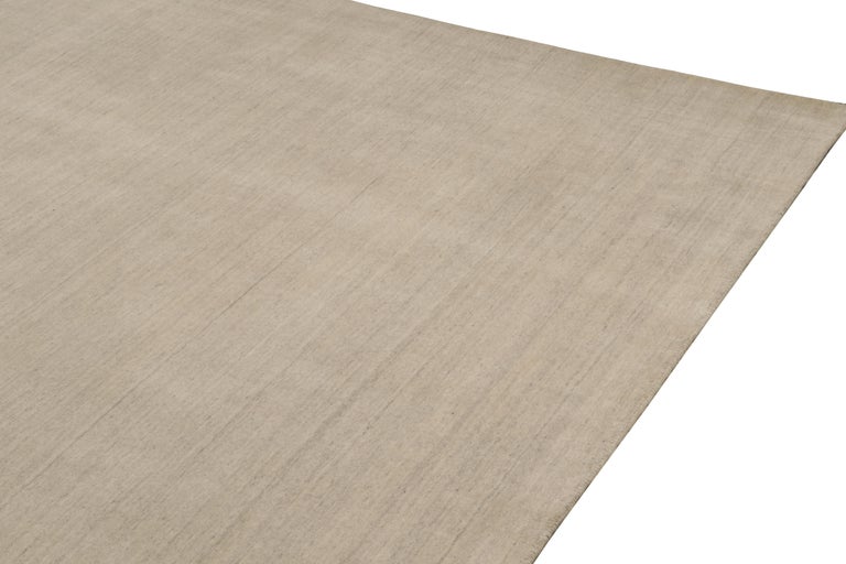Rug and Kilim’s Solid Beige-Brown Rug in Tone-on-tone For Sale at 1stDibs