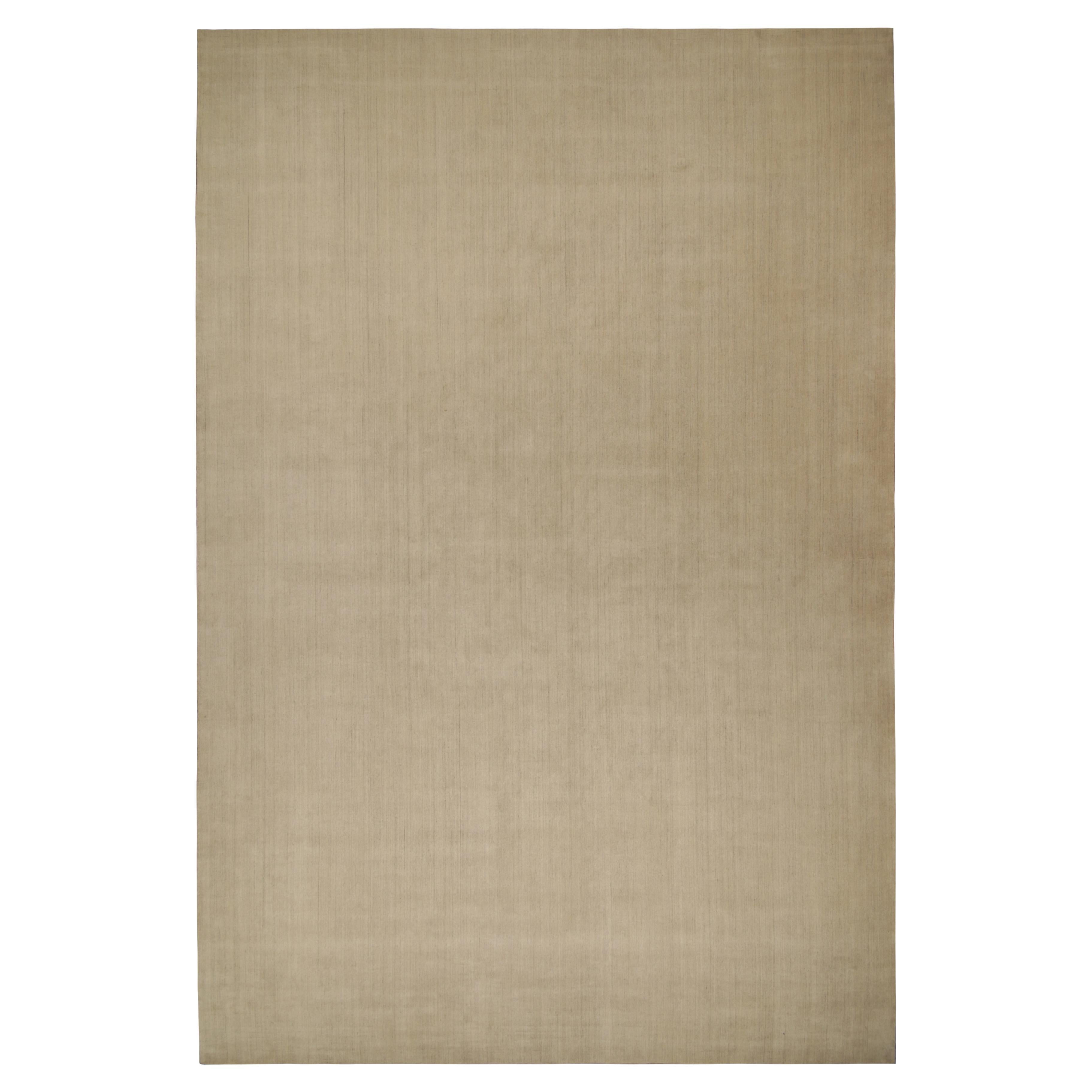 Rug and Kilim’s Solid Beige-Brown Rug in Tone-on-tone For Sale at 1stDibs
