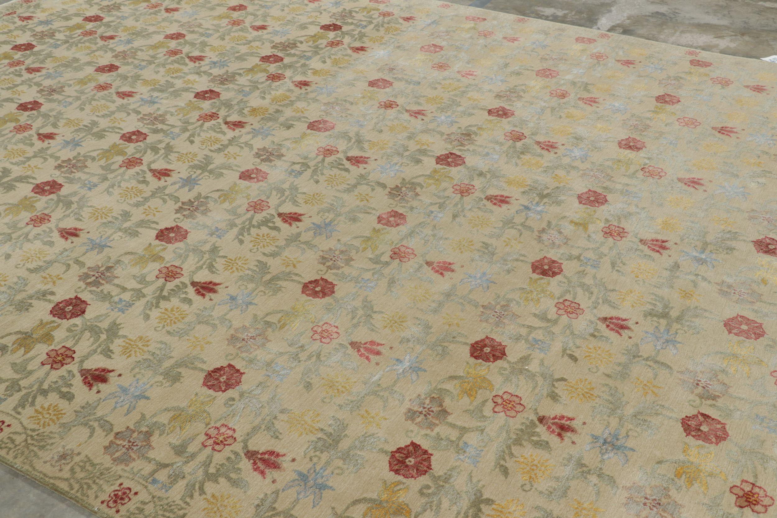 Rug and Kilim’s Spanish Style Rug in Off-White-Beige with Floral ...