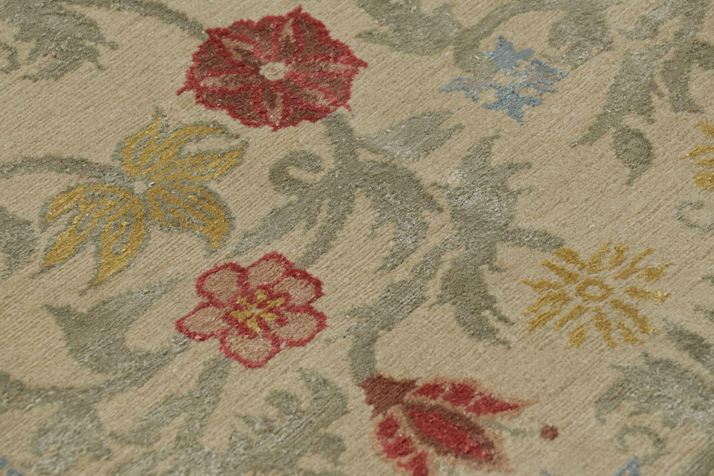 Rug and Kilim’s Spanish Style Rug in Off-White-Beige with Floral ...