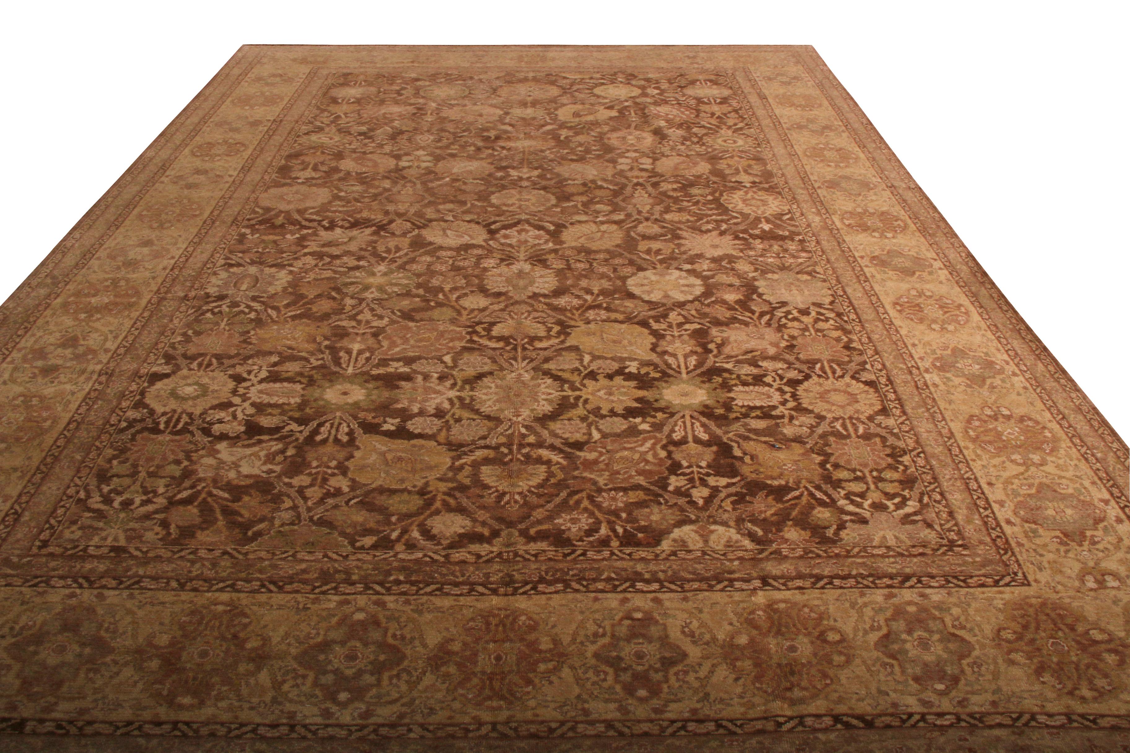 Rug and Kilim's Sultanabad Antique Style Rug in Brown, Golden Floral ...