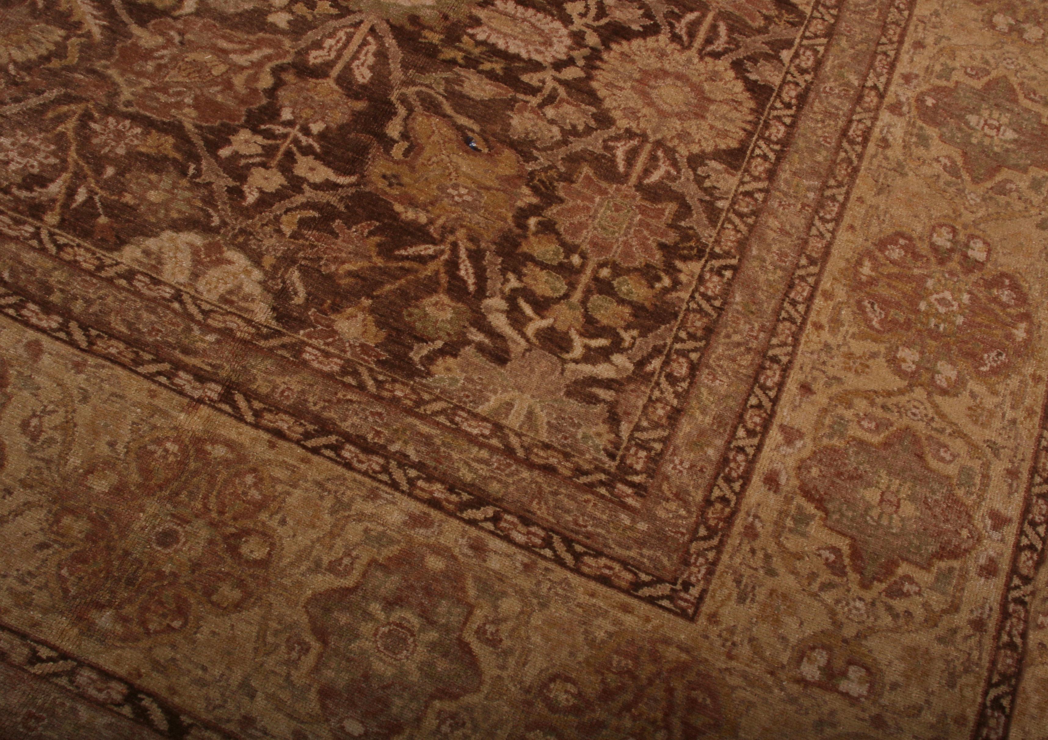 Rug and Kilim's Sultanabad Antique Style Rug in Brown, Golden Floral ...