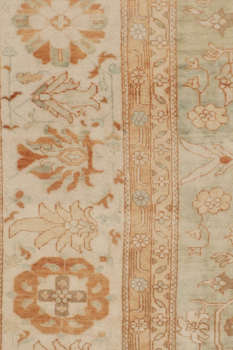 Rug and Kilim’s Sultanabad Style Runner in Blue with Orange Floral ...