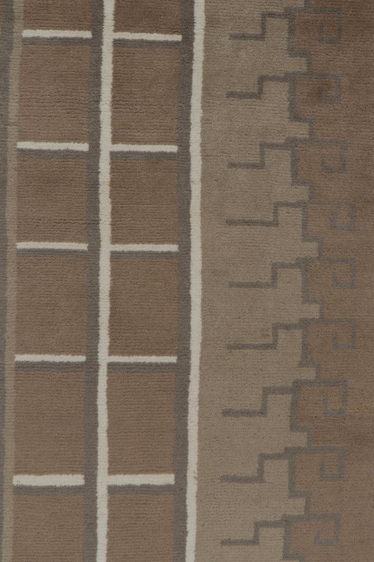 Rug and Kilim’s Swedish Deco style rug in Beige-Brown and Gray ...