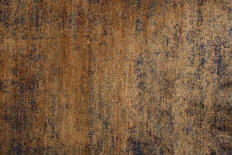 Rug and Kilim's Textural Modern Rug Gold Brown and Blue Abrashed ...