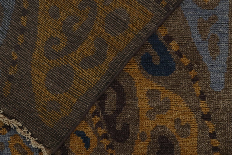 Rug and Kilim’s Tribal Inspired Rug in Blue, Brown, Gold Geometric ...