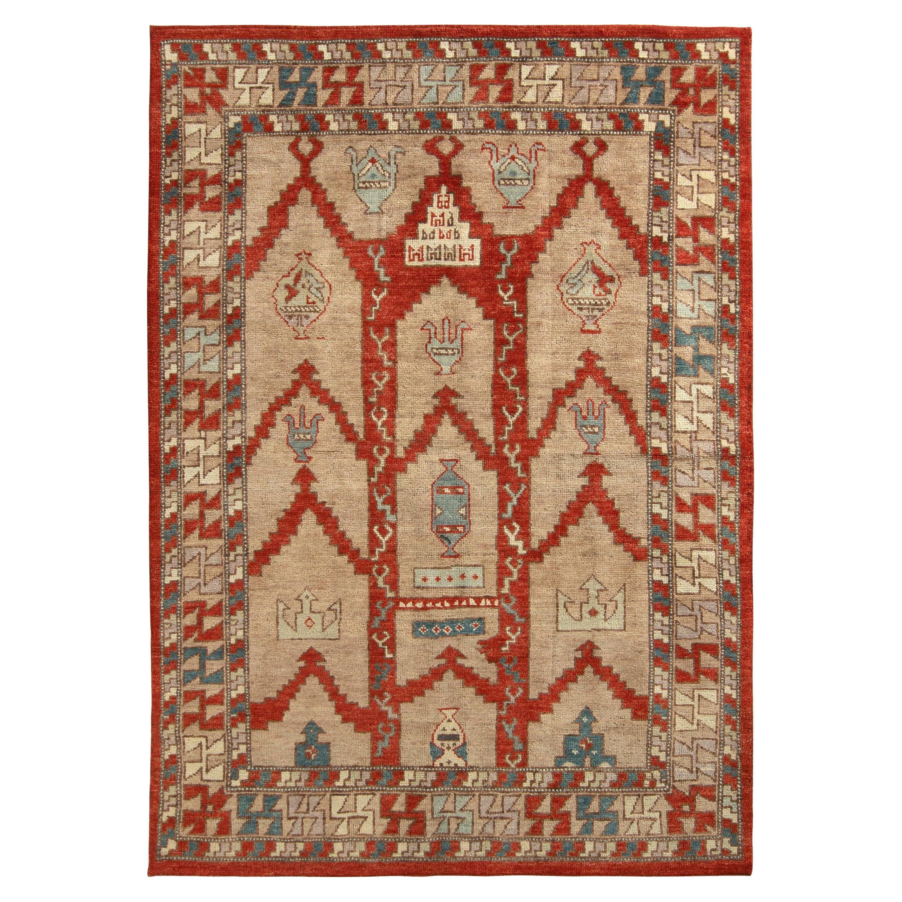 Rug and Kilim’s Tribal Style Rug in Beige-Brown All Over Geometric ...