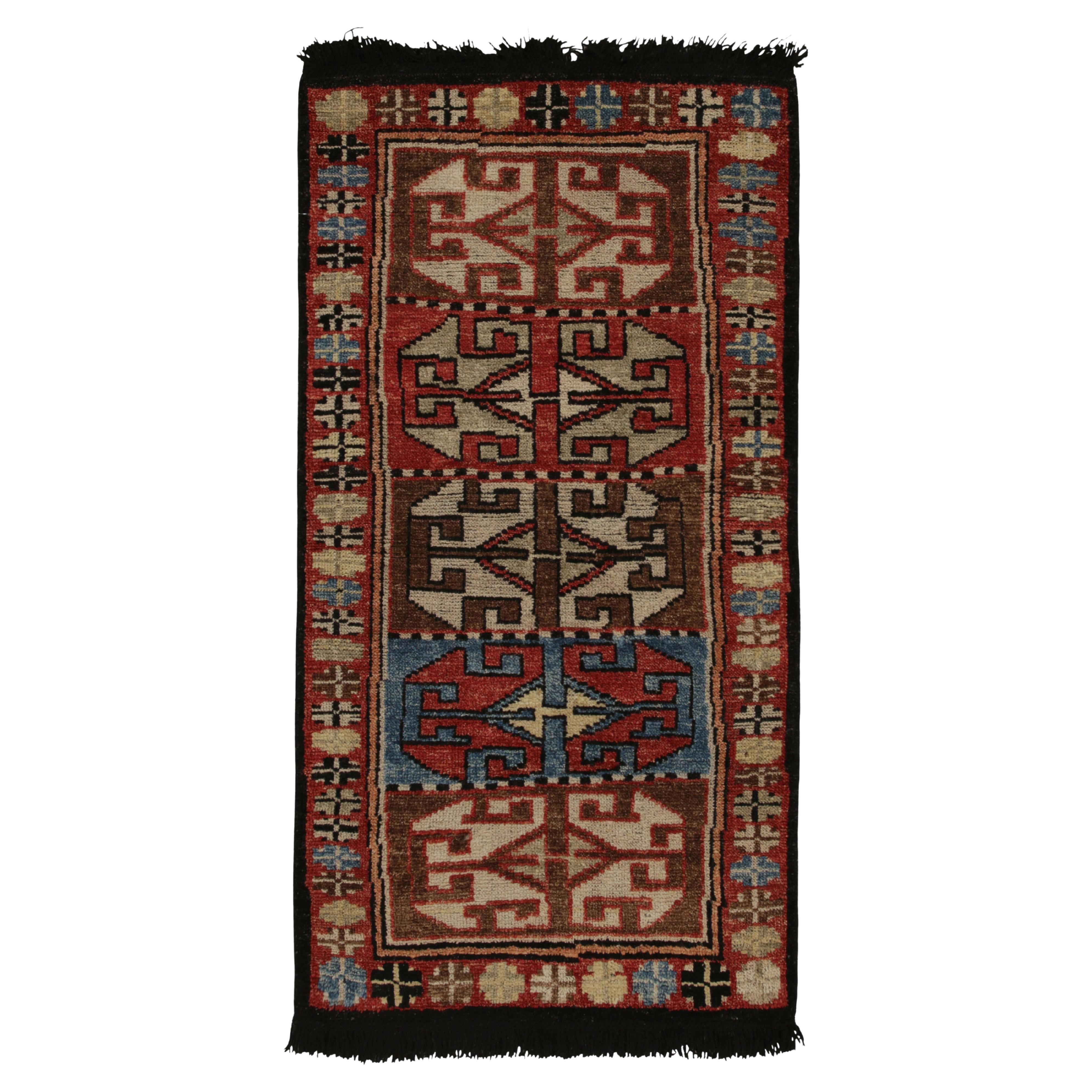 Contemporary Rajasthan Tribal Red and Blue Multi-Color Wool Rug at 1stDibs