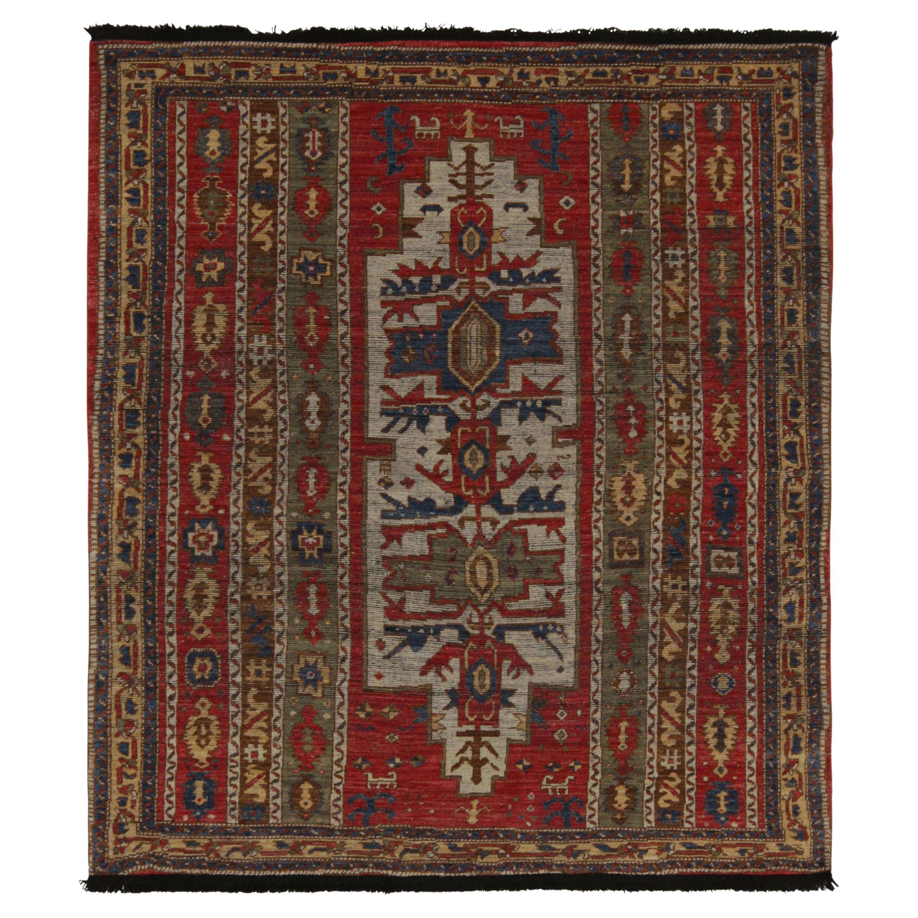 Rug and Kilim's Tribal Style Rug in Red, Green Geometric Pattern and ...