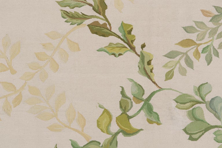 Rug and Kilim’s Tudor Style Flatweave Runner in Cream and Green Floral ...