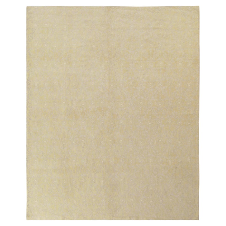 Rug and Kilim’s Tudor Style Rug in Beige, Gray All Over Floral Pattern ...