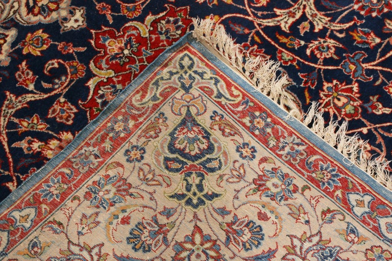 Vintage Isfahan Traditional Blue and Red All-Over Floral Pattern by Rug ...