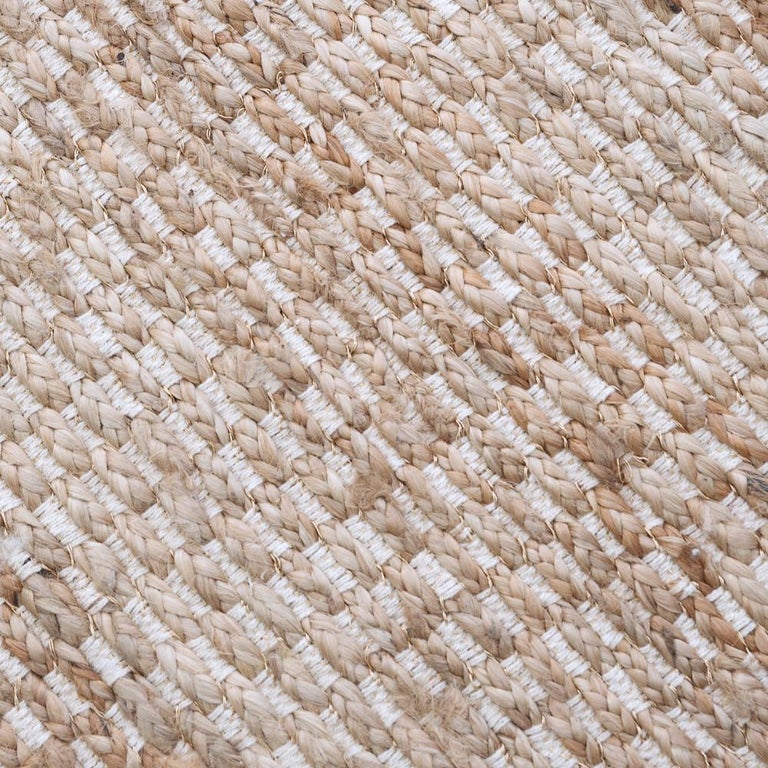 Rugged Hemp with Luxe Cotton Customizable River Weave Rug in White ...