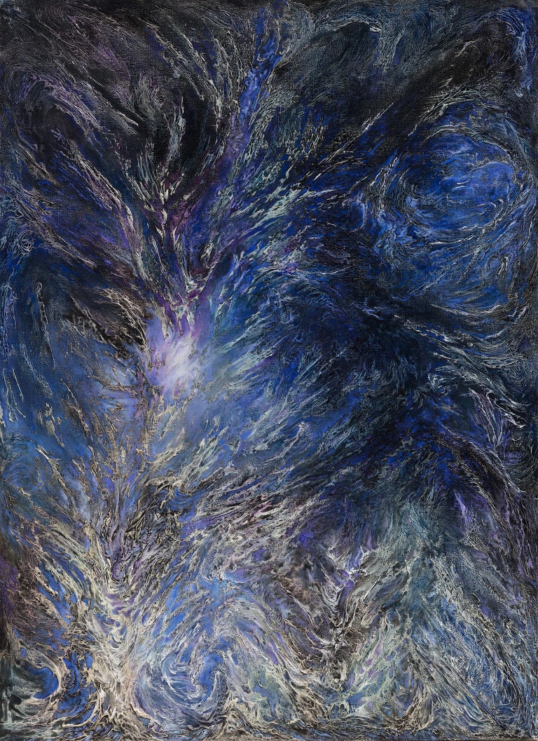 Ruggero Vanni - Night Ice Flames - Abstract Gestural Oil Painting with ...