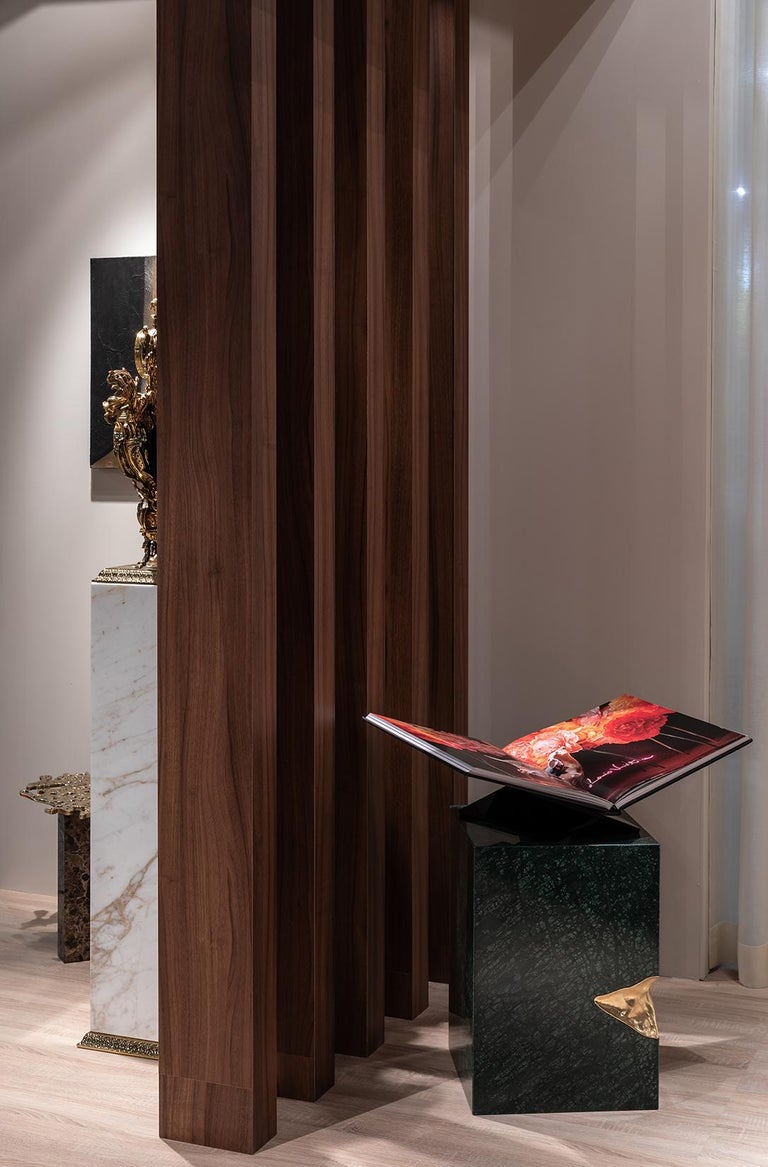 Modern Ruins Side Table, Green Guatemala Marble and Hammered Brushed ...