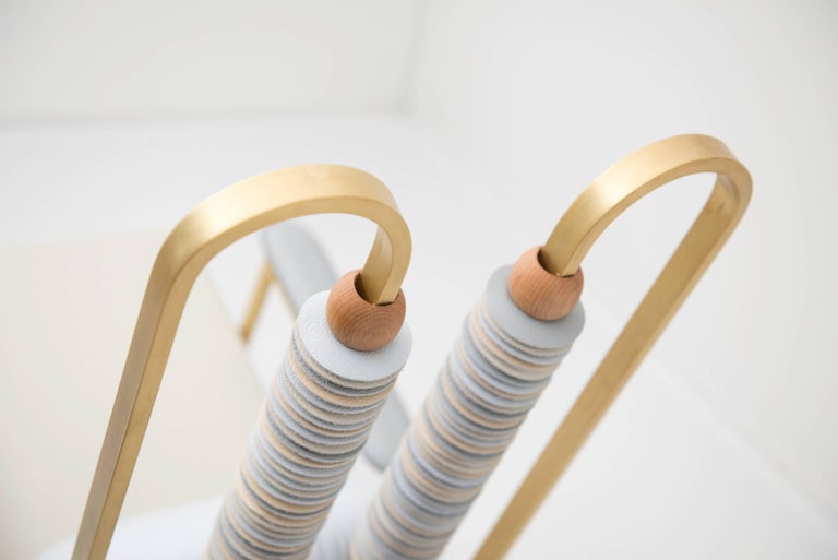 Rulla Leather and Brass Rocking Chair by Mario Milana Handcrafted in ...