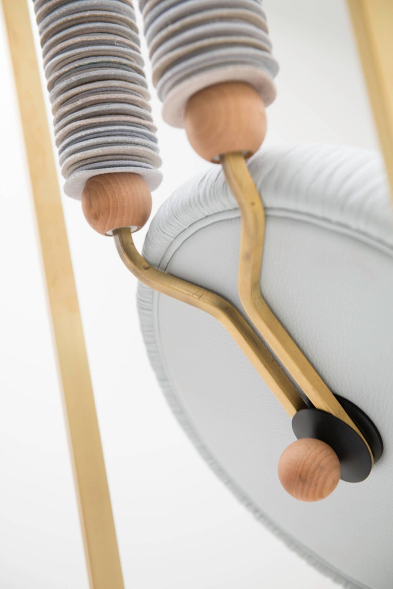 Rulla Leather and Brass Rocking Chair by Mario Milana Handcrafted in ...