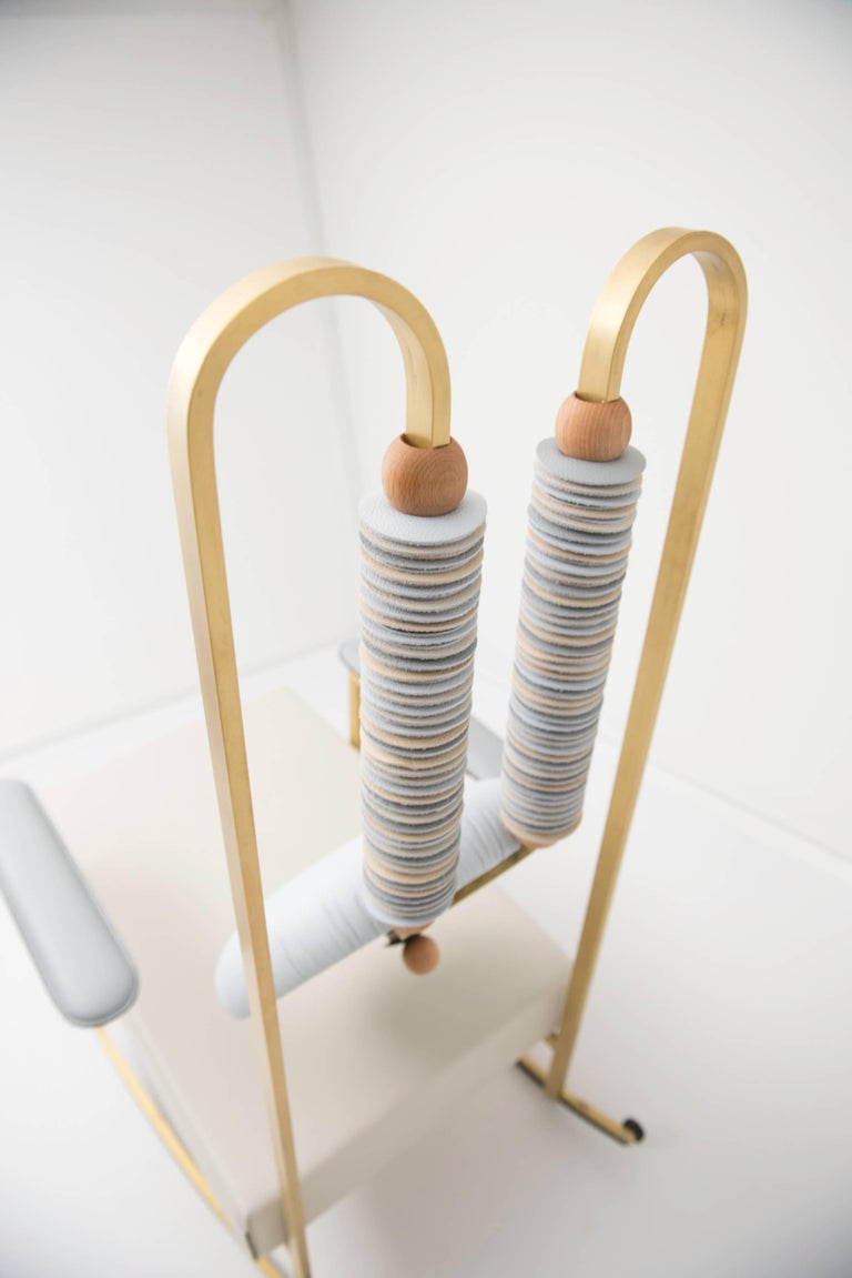 Rulla Leather and Brass Rocking Chair by Mario Milana Handcrafted in ...