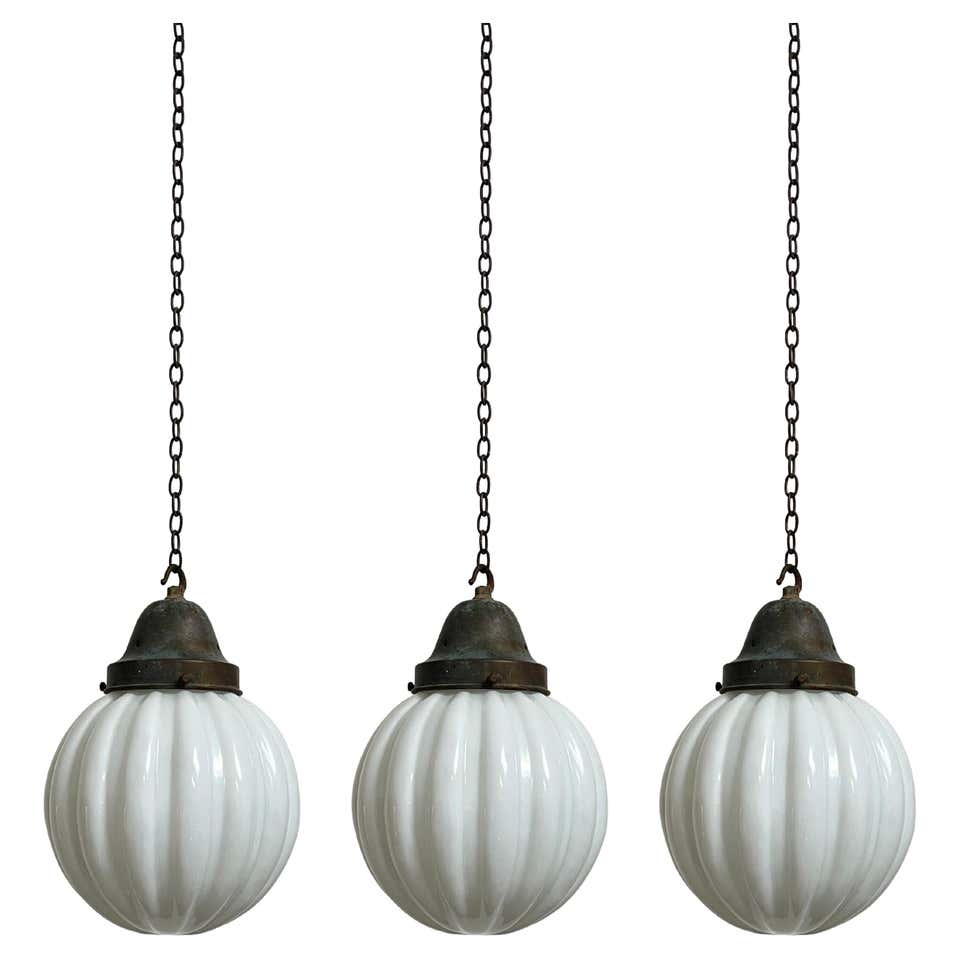 Collection Of 5 Milk Glass Schoolhouse Pendants At 1stdibs