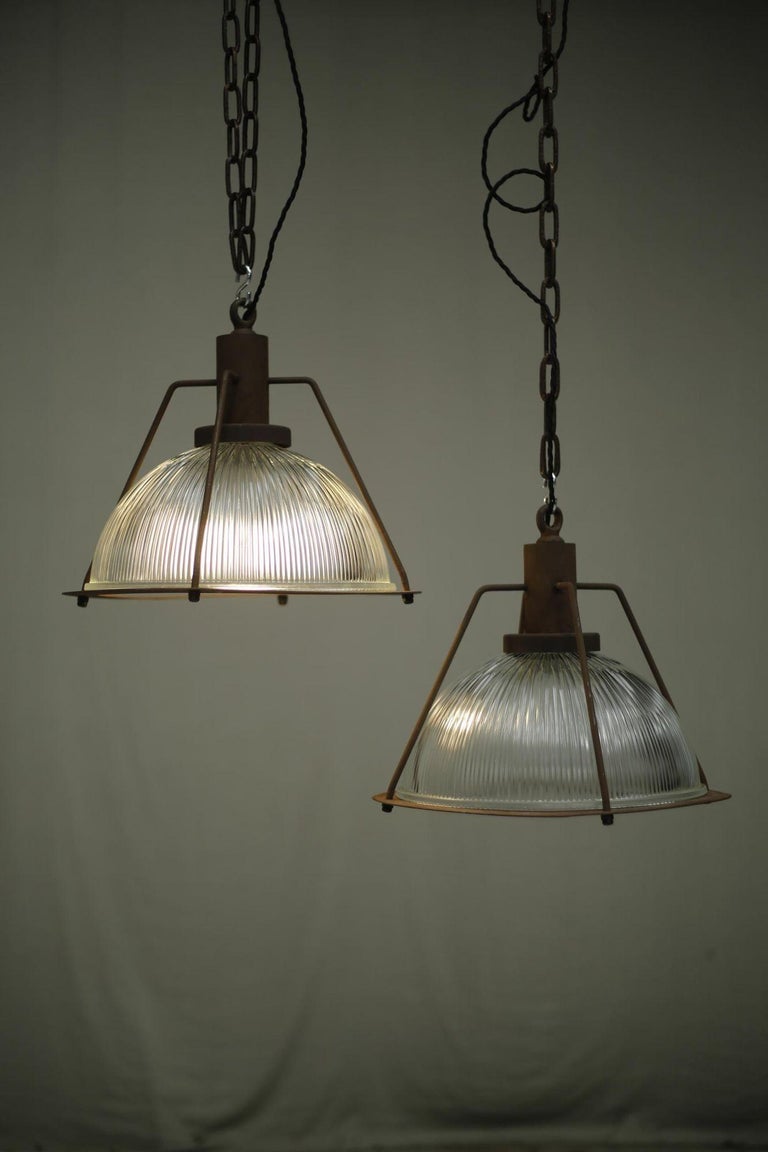 Run of 20th Century Holophane Pendant Lights at 1stDibs